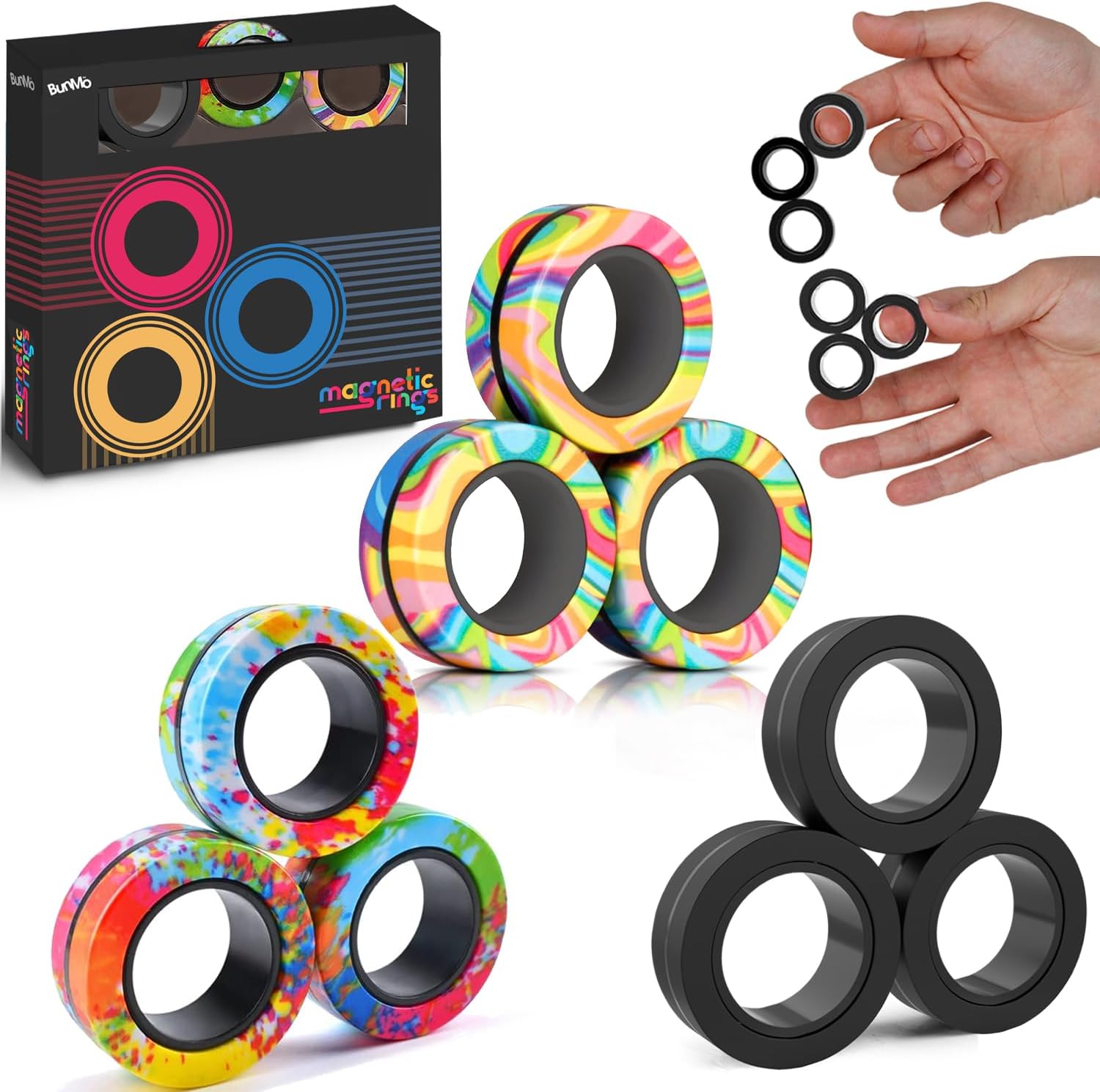 Amazon.com: BUNMO Magnetic Rings | Fidget Toys Adults | Magnetic Fidget ...