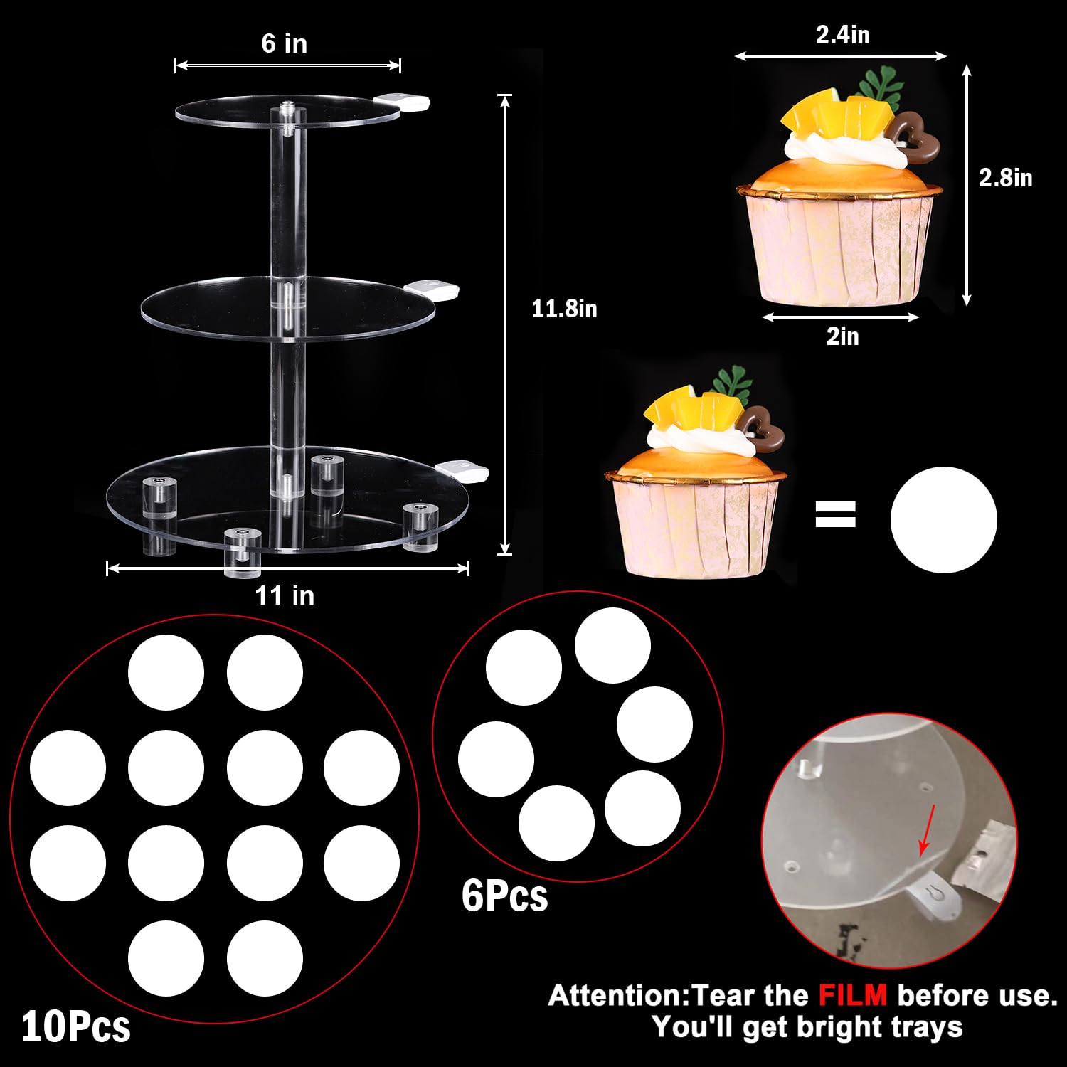 Snapklik.com : OceanWings 3 Tier Acrylic Cupcake Stand