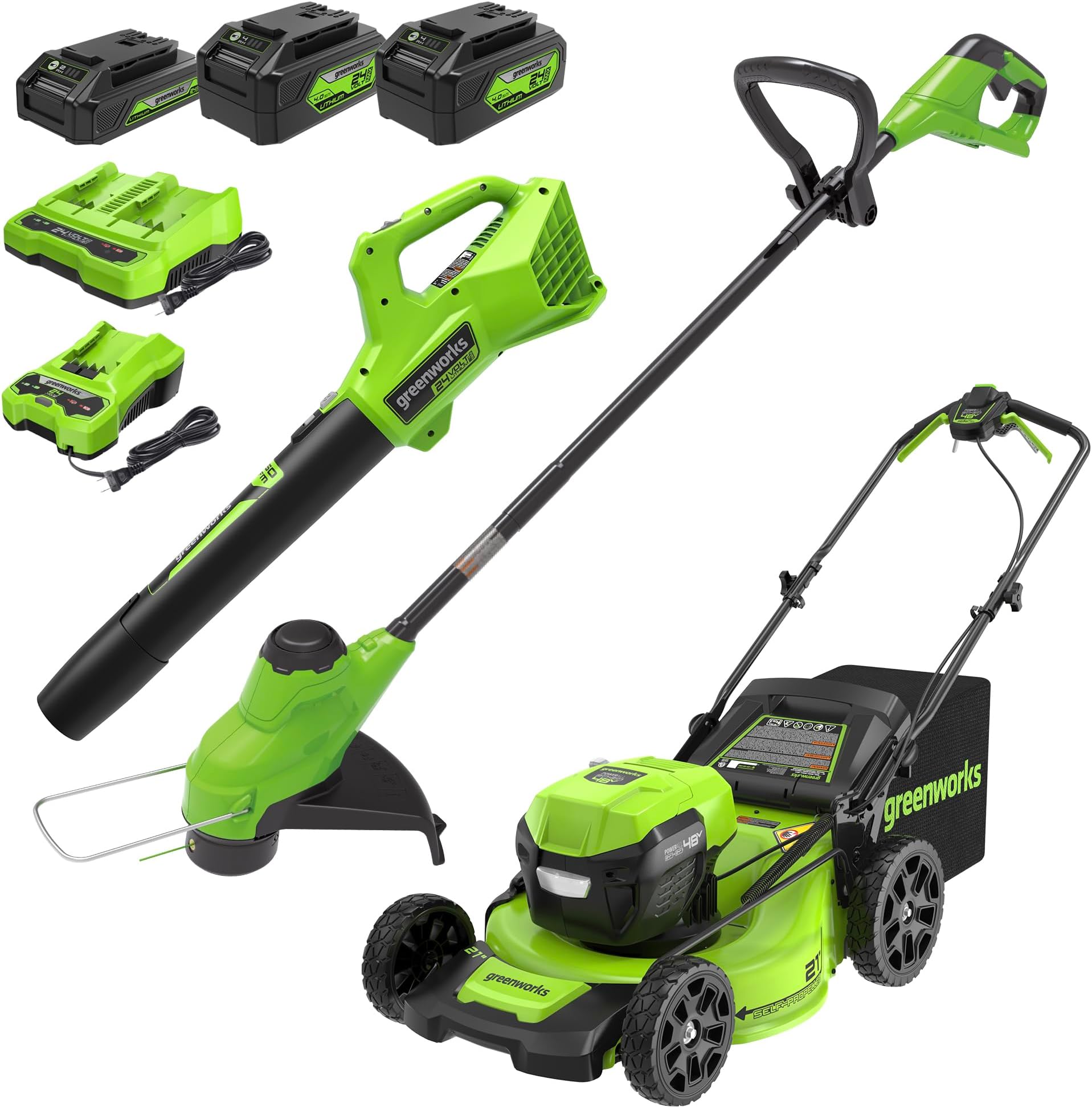 Amazon.com : Greenworks 48V (2x24V) High - Performance Cordless Yard ...