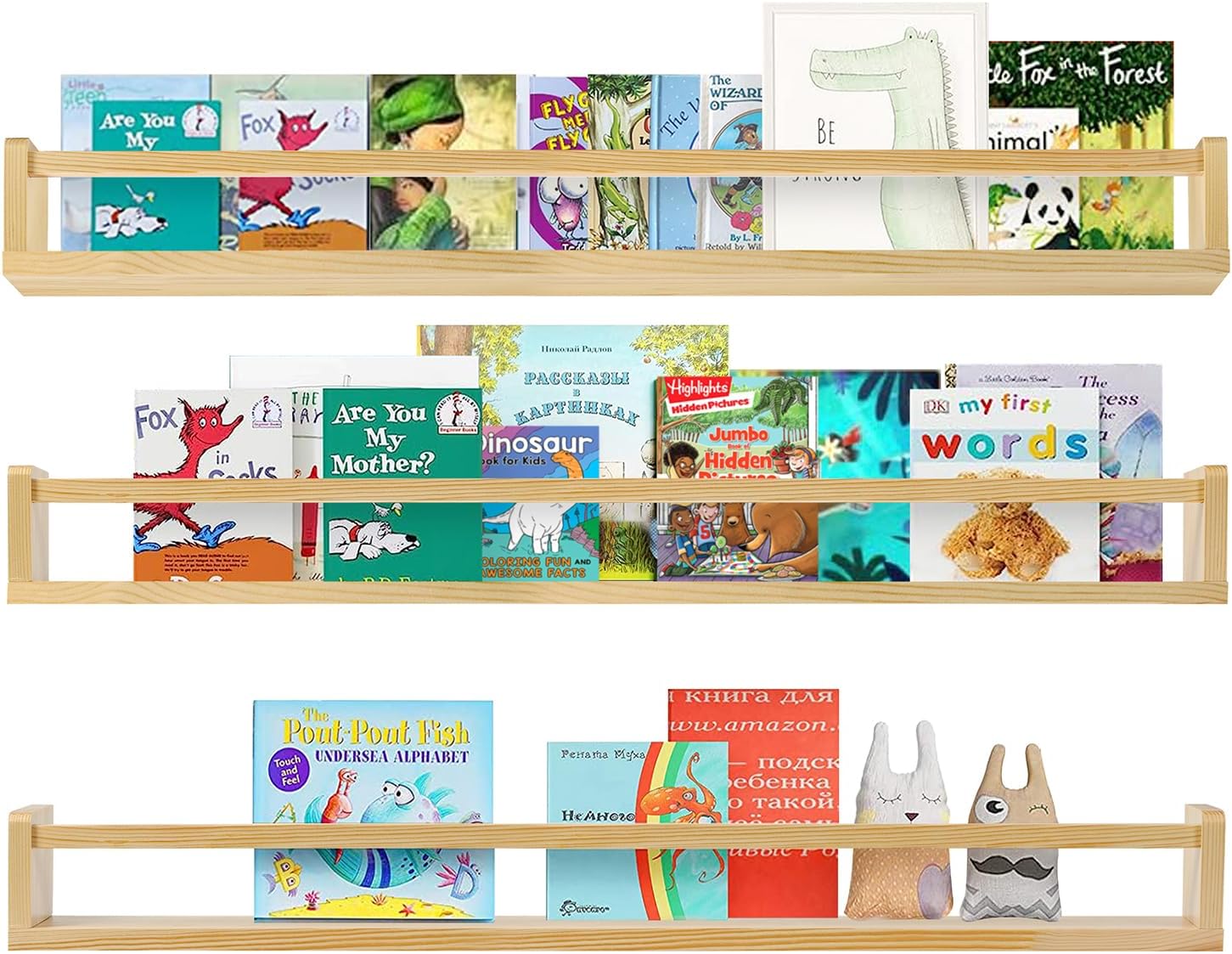 Amazon.com: Hhyoisn 36 Inch Nursery Book Shelf,Set of 3 Nursery Shelves ...
