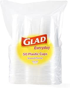 Amazon.com: Glad Everyday Plastic Cups - 16oz, 50ct Clear, Strong ...