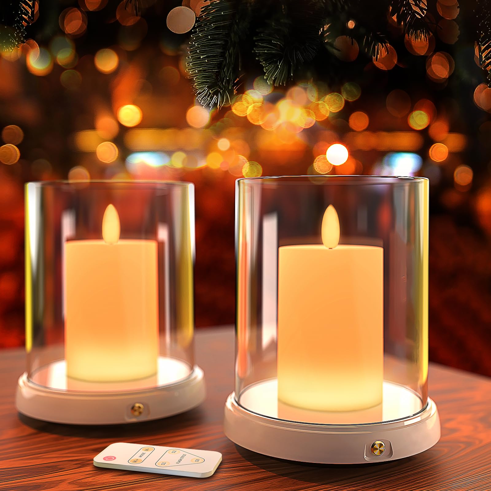 Amazon.com: NEWMESSI Flameless LED Candles 2 Pack Flickering Candles ...