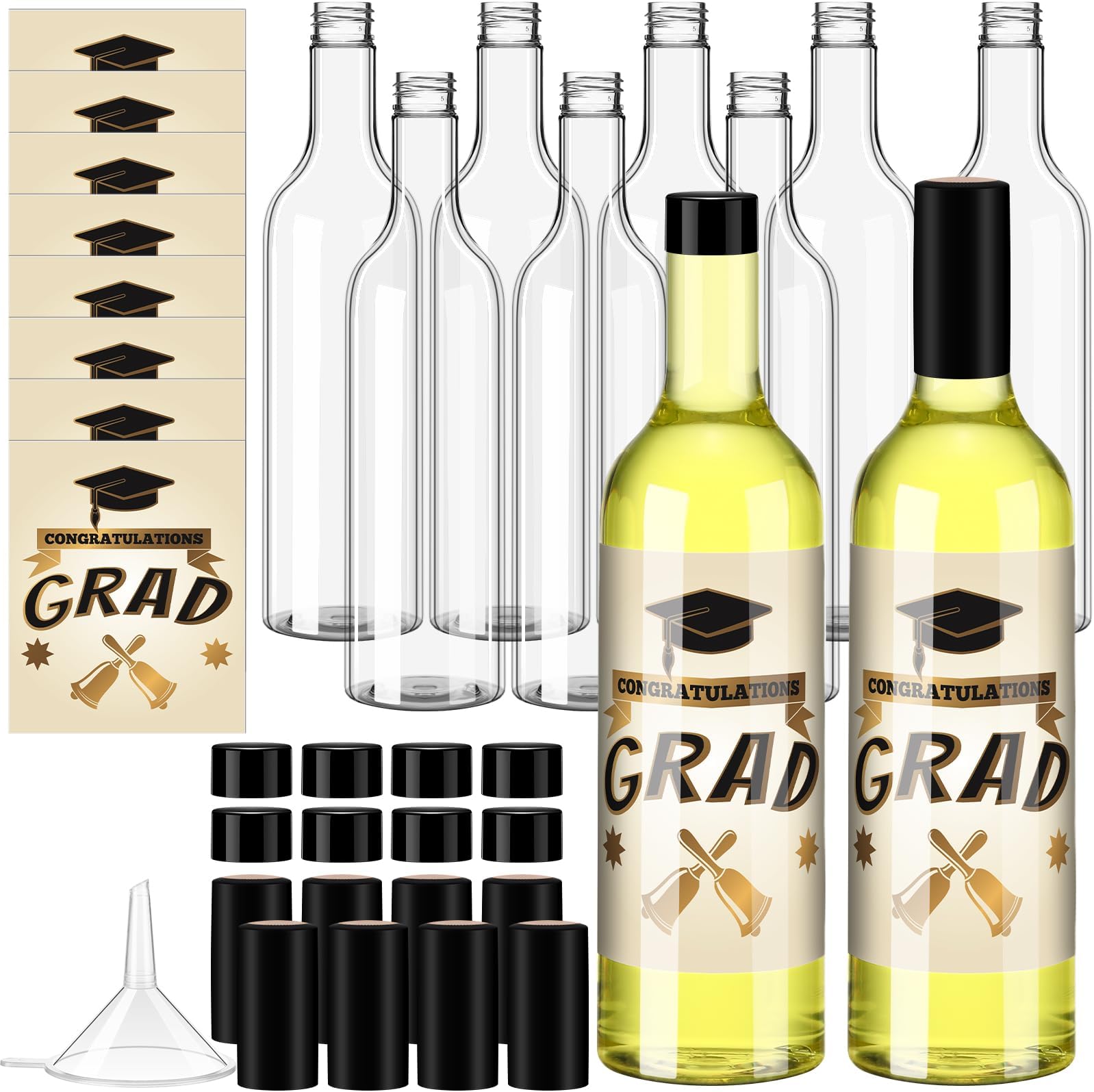 Amazon.com | RimCereal 8 Pcs 25.4 oz Graduation Plastic Wine Bottles ...