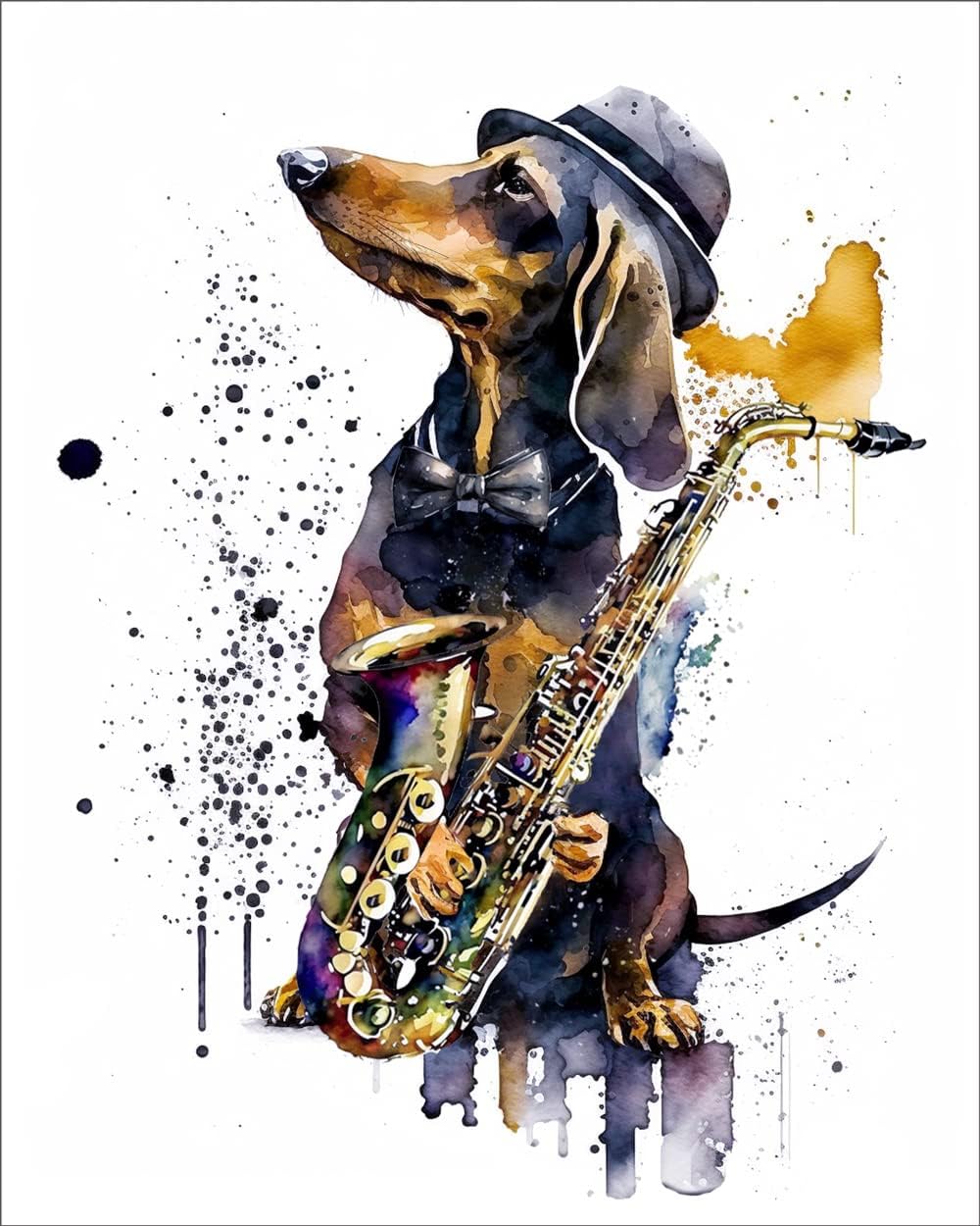 Amazon.com: 7Dots Art. Funny Dogs with Musical Instruments Watercolor Series. Art Print, Poster ...