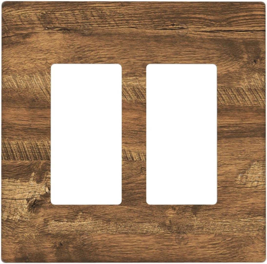 Rustic Brown Wood Print Rocker Double Switch Plate Covers Decorative ...