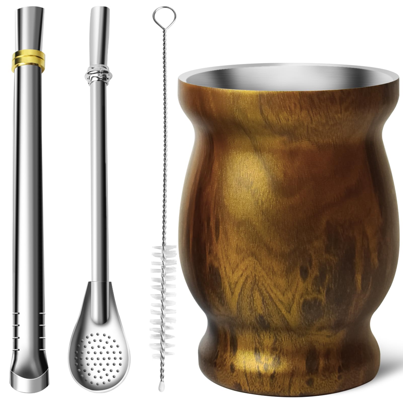 Amazon.com | Artcome 4pc Stainless Steel Yerba Mate Cup Set - 1 8.5oz ...