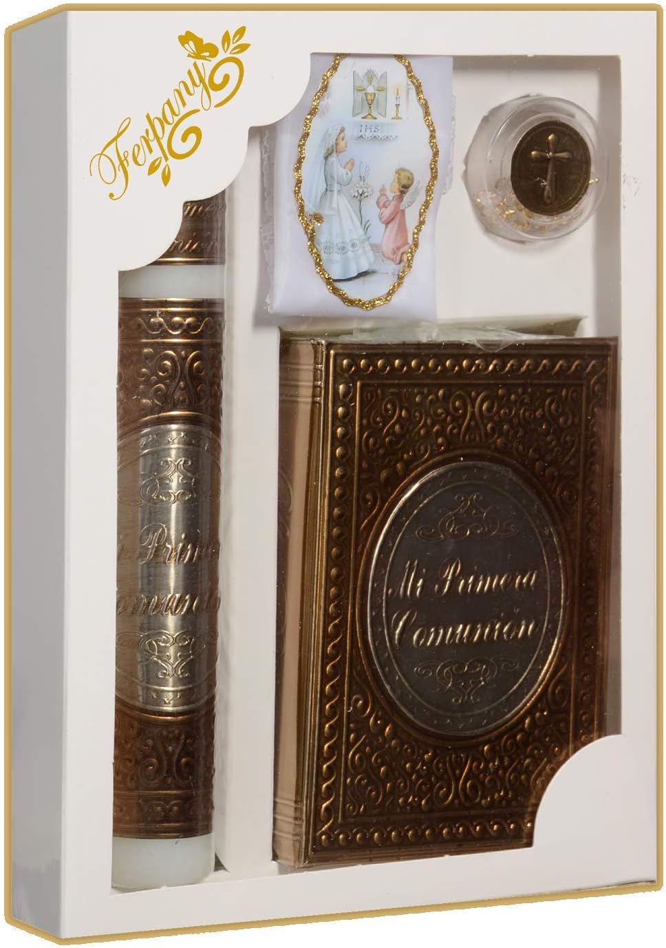 Kit Primera Comunion Repujado Apl."Mi Primera Comunion" Biblia, Vela ...