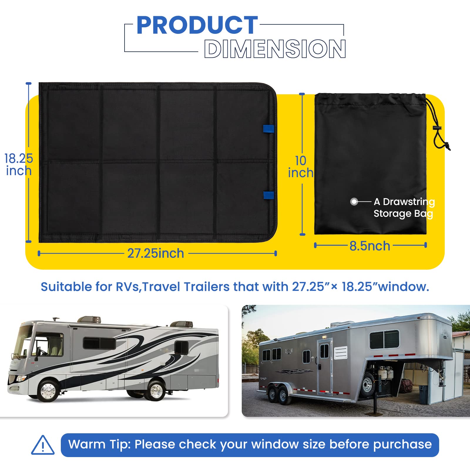 Snapklik.com : Funomo RV Door Window Shade, 27 18 Inch Foldable Magnet ...