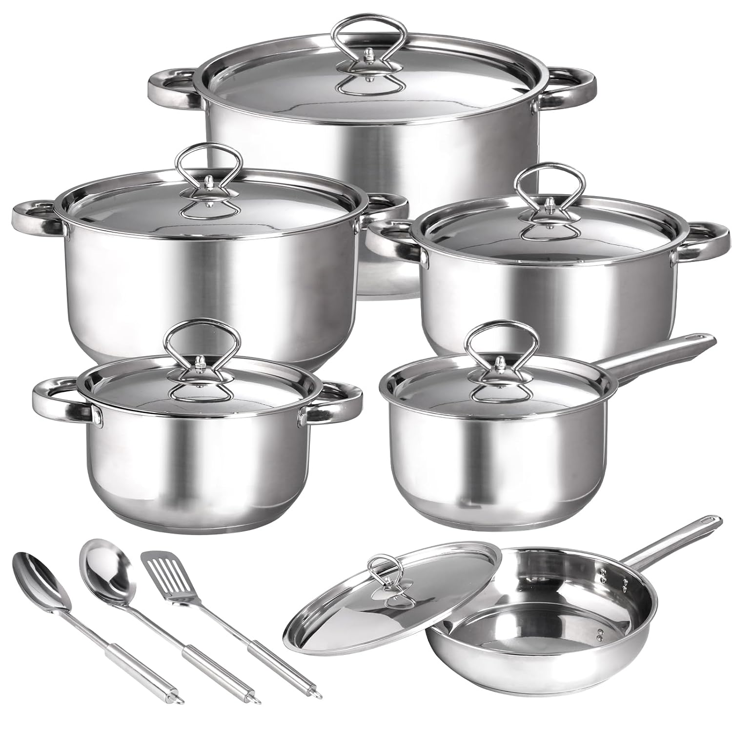 Buy perforlld | 15 Pcs Stainless Steel Pots and Pans Set, Professional ...