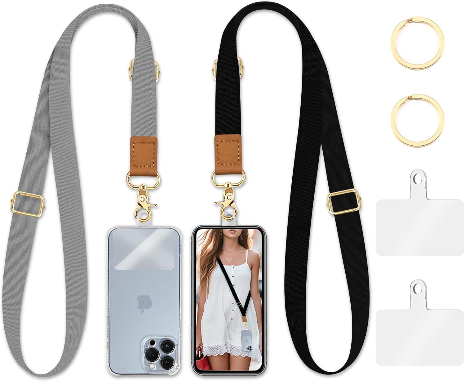 Amazon.com: Yonlevres Phone Lanyard Crossbody Phone Strap, Black Grey ...
