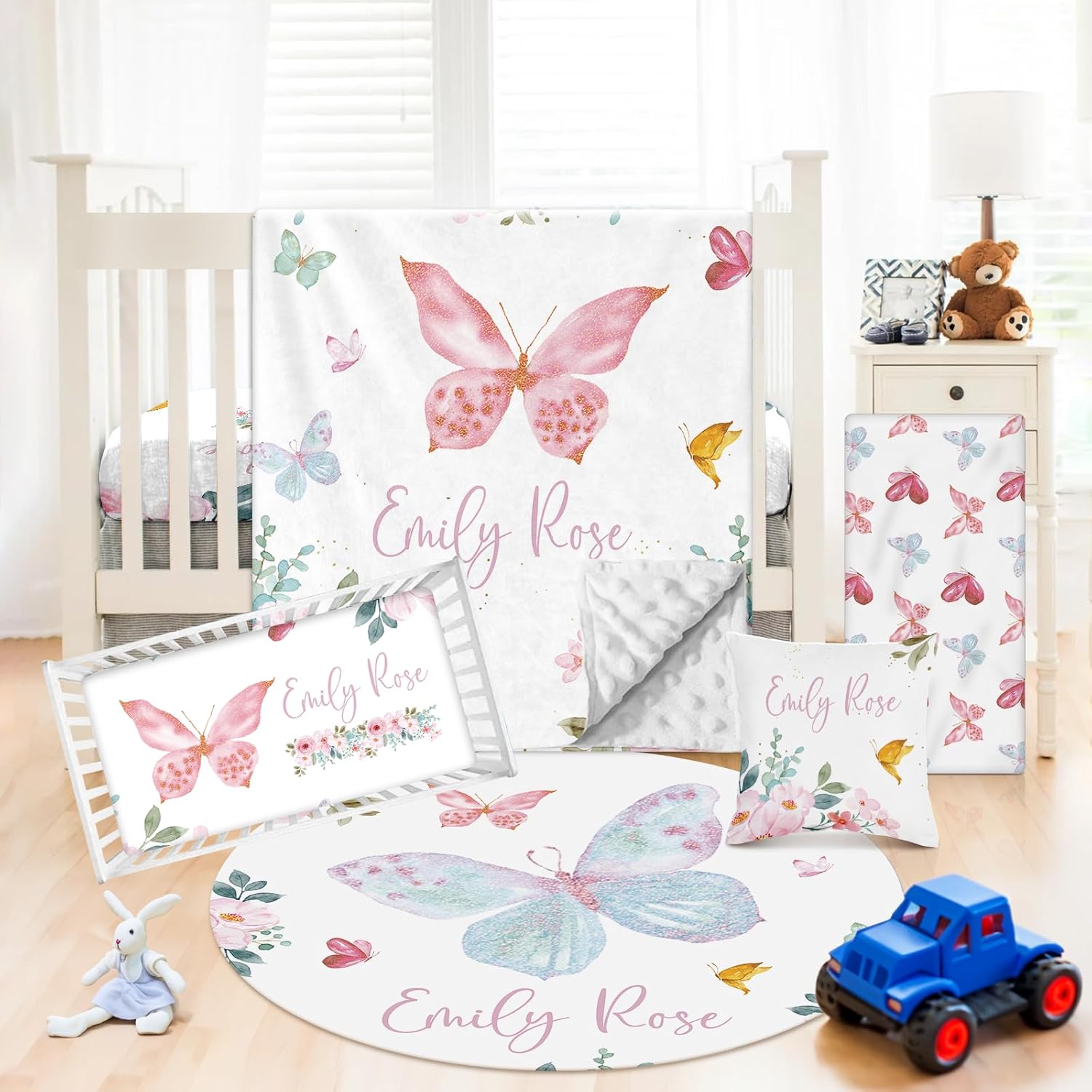 Amazon.com: Personalized Baby Crib Bedding Set: 5 Piece Custom Gift ...
