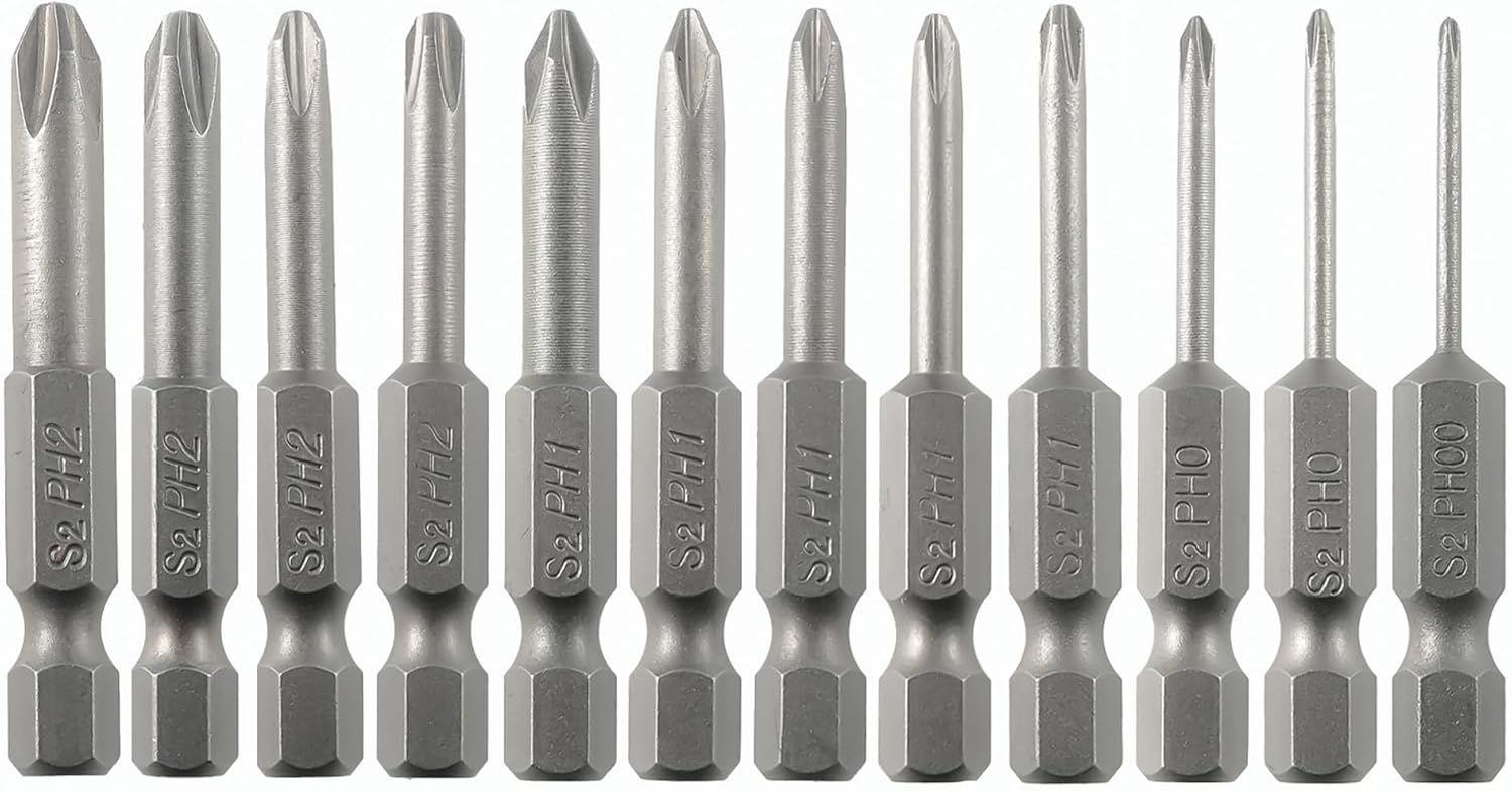 VESTTIO Phillips Cross Slot Screwdriver Bit Set 12PCS 1/4 Inch Hex ...