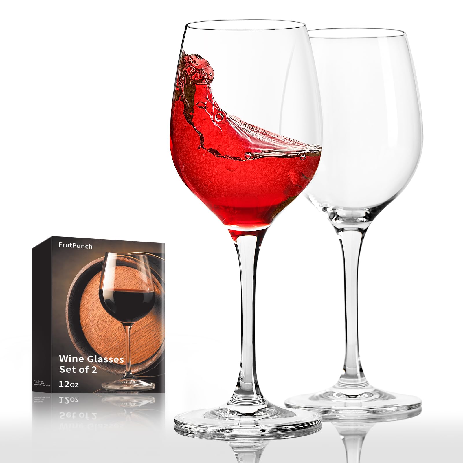Amazon.com | FrutPunch Wine Glasses Set of 2, 12 OZ Wine Glasses, Hand ...