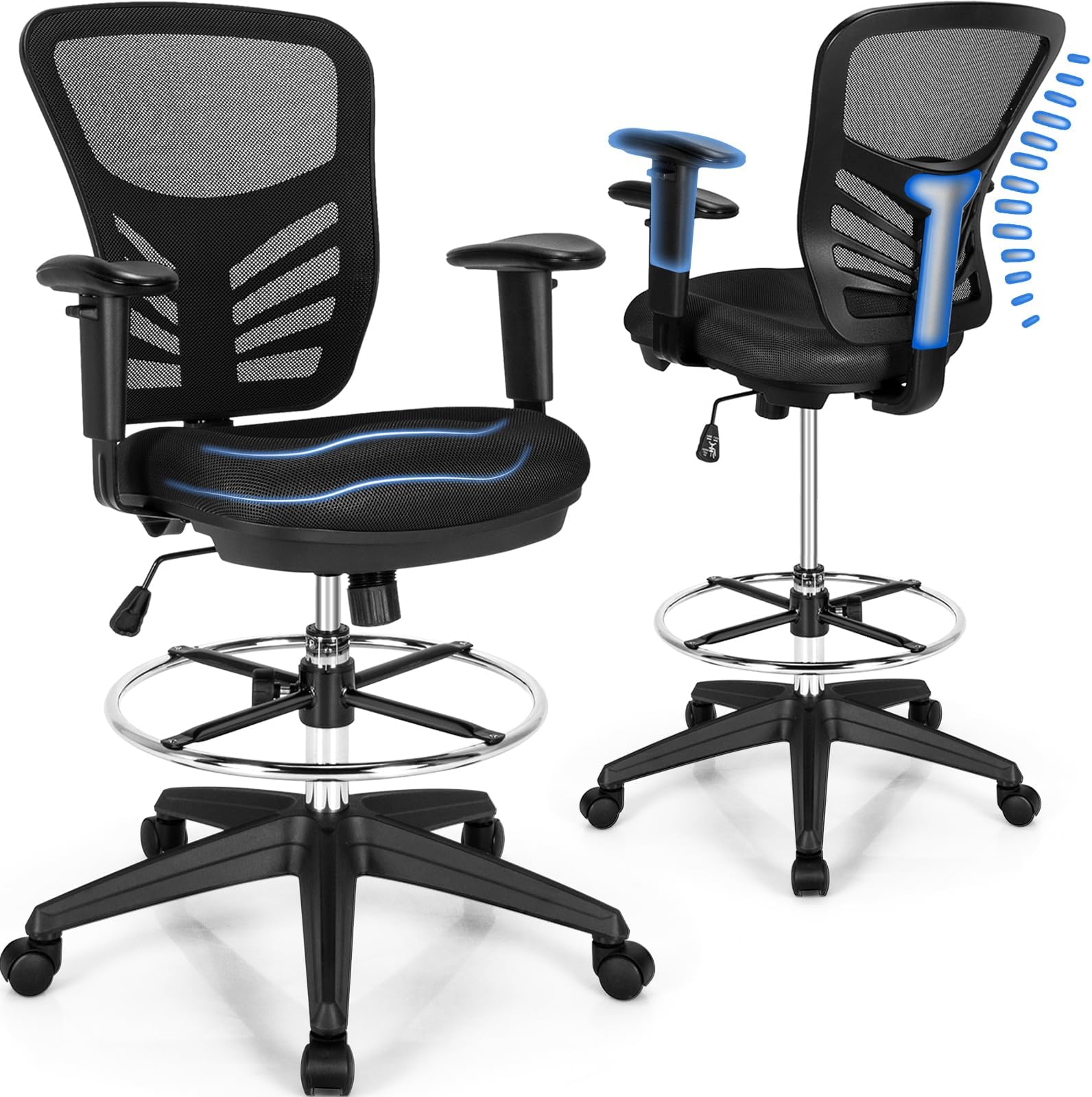Amazon.com: POWERSTONE Drafting Chair, Ergonomic Standing Desk Chair ...