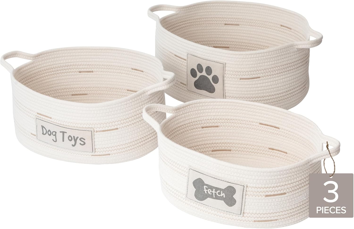 Amazon.com: RGI Home Dog Toy Storage Baskets – Set of 3 Oval Fabric ...