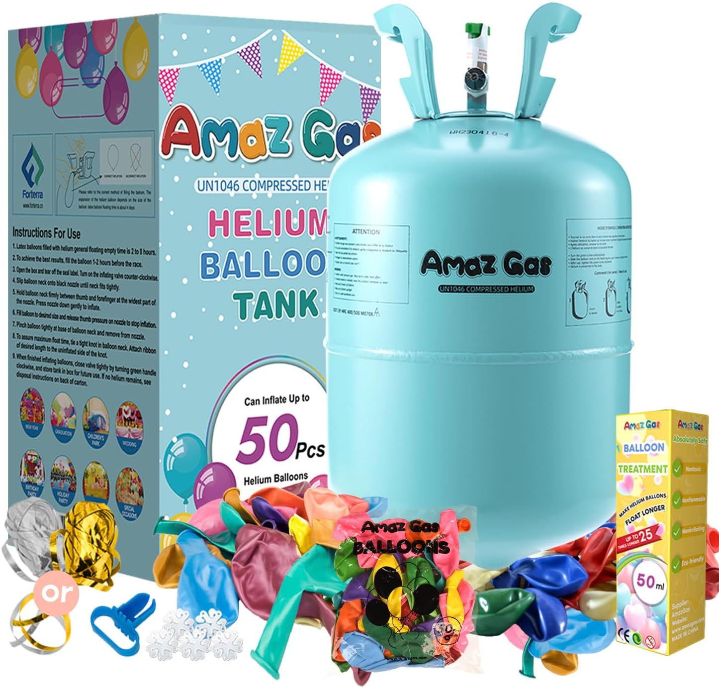 Amazon.com: AmazGas 13.4L Helium Tank With 14.9 cu.ft 99.99% Pure ...