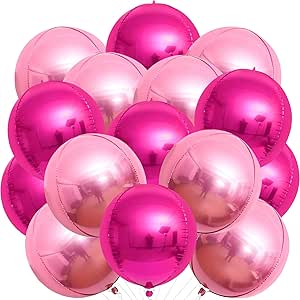 Amazon.com: Big, 22 Inch Metallic Pink Balloons - Pack of 24 | 4D ...