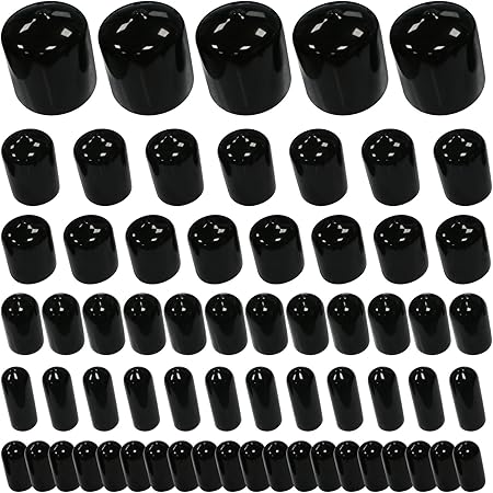 (Pack of 10) Caplugs: 7/8" to 15/16" Round Black Vinyl Flexible End Cap ...