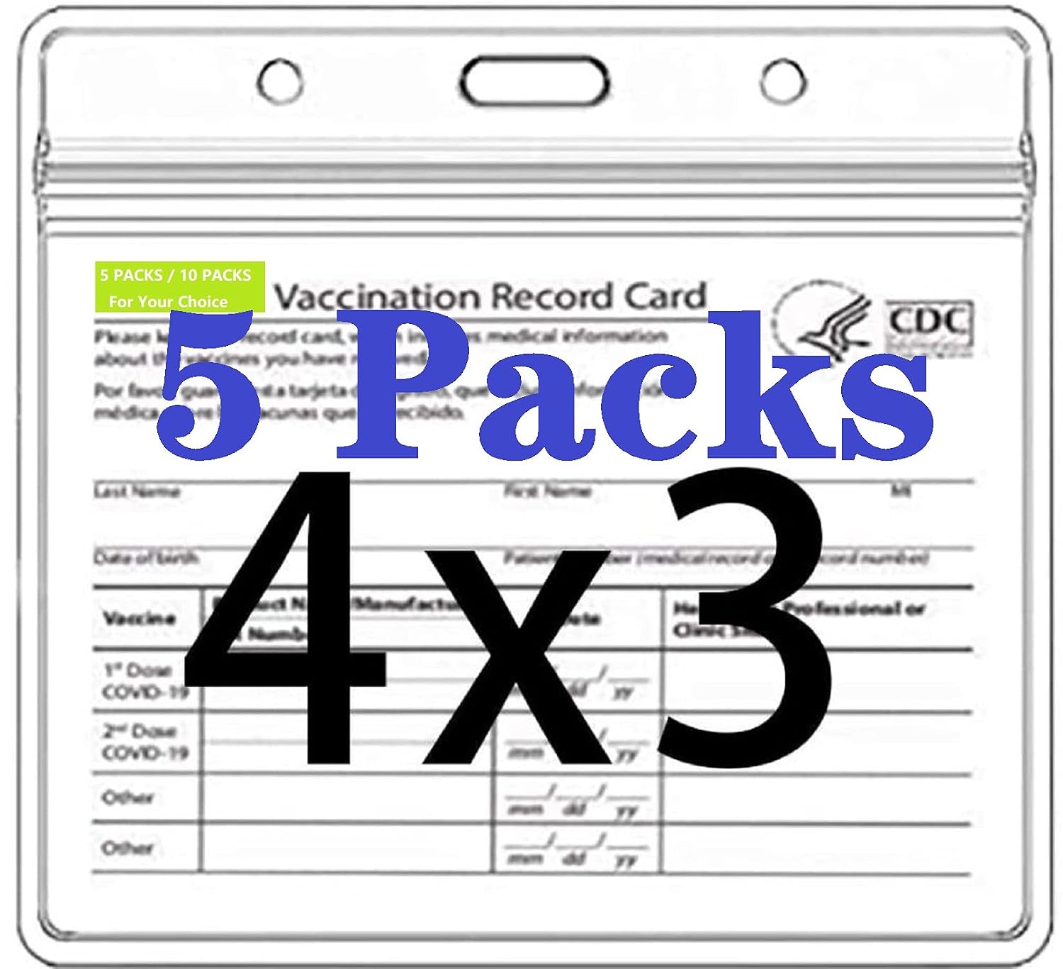 CDC Vaccination Card Protector 4 X 3 inch Immunization Record Vaccine ...