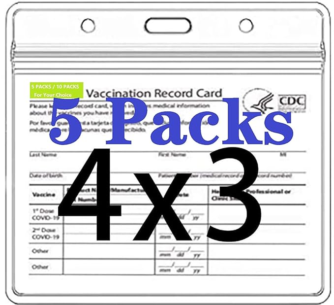 CDC Vaccination Card Protector 4 X 3 inch Immunization Record Vaccine ...
