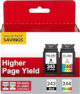 PG-243/ CL-244 Ink Multi Pack Replacement for Canon 243 and 244 Ink ...