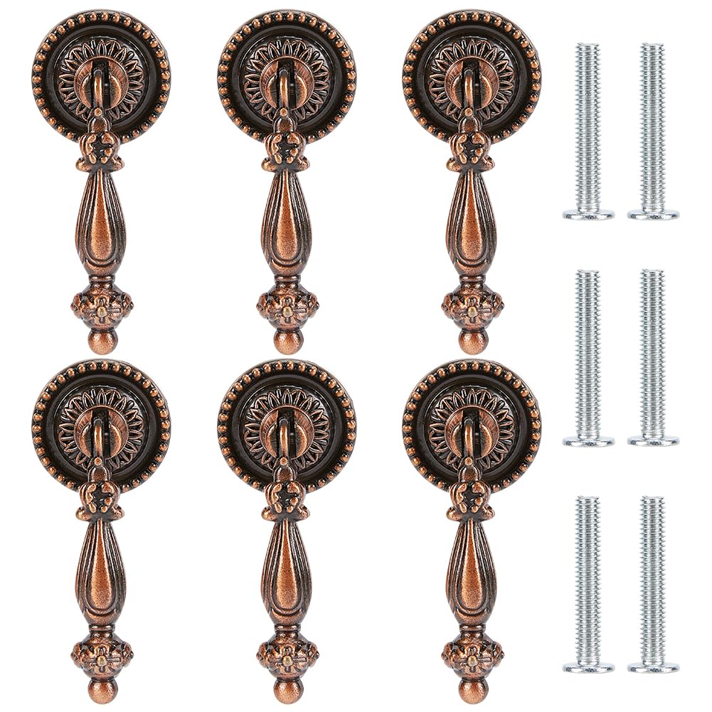 WEBEEDY 6 Pack Vintage Cabinet Pull Knobs Antique Drawer Pendent ...