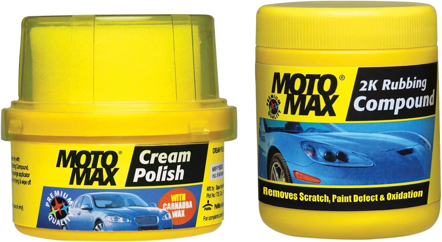 MOTOMAX 2K Rubbing Compound 200g & Motomax Bike & Car Cream Polish (60 ...