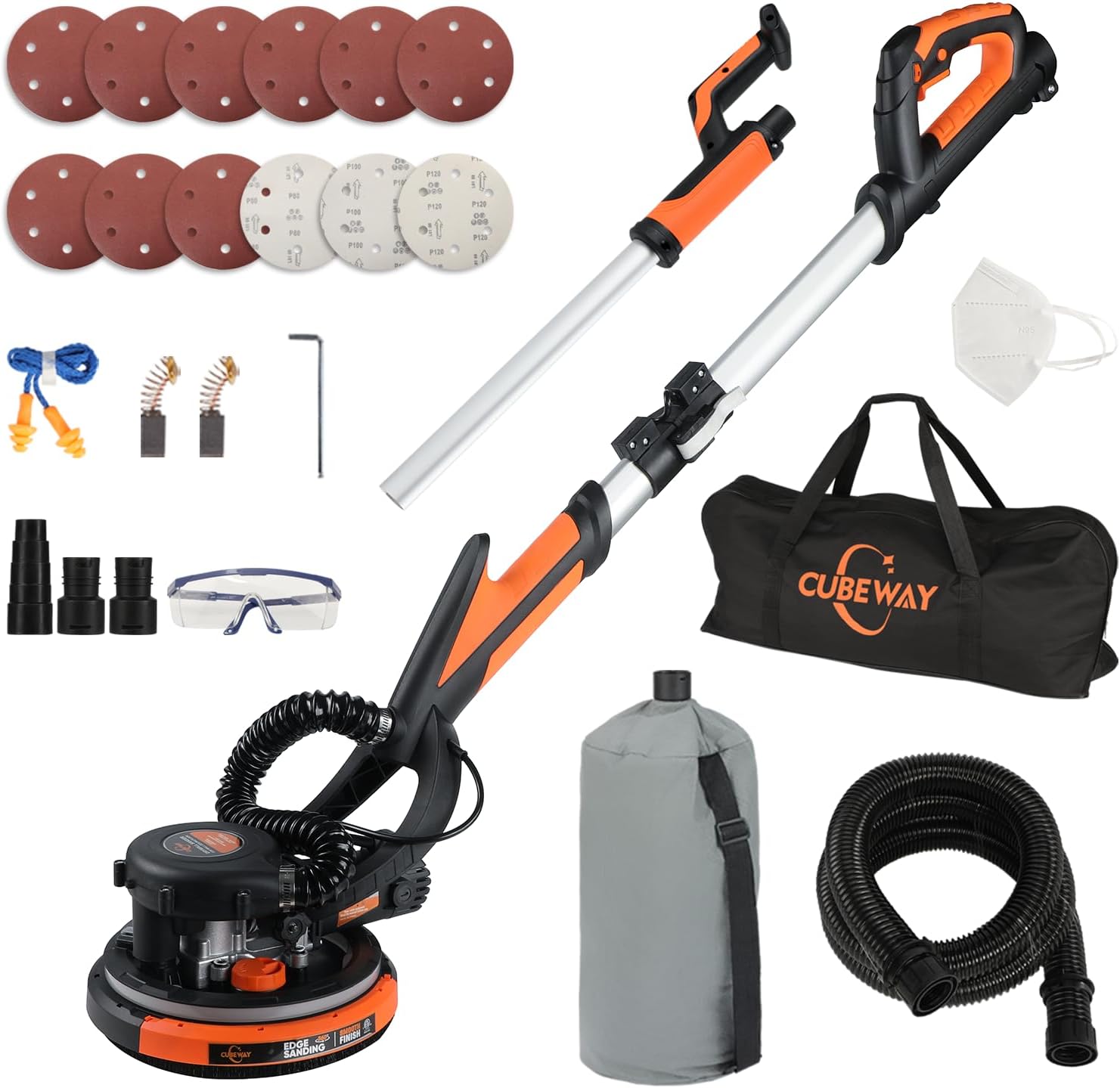 CUBEWAY Drywall Sander, 750W Electric Drywall Sander with Vacuum Dust ...