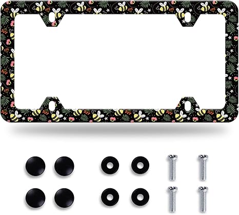 Amazon.com: 1 Pack Cute Bee Honey License Plate Frame Yellow Bees ...