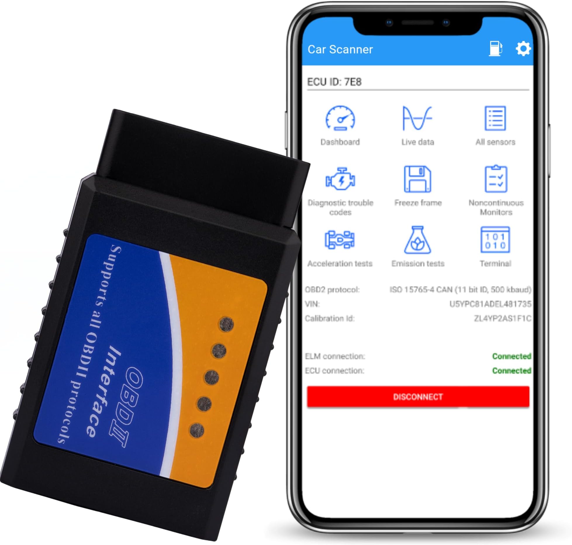 MODAXE Bluetooth OBD II ELM327 Scanner Code Reader V2.1 - Vehicle ...
