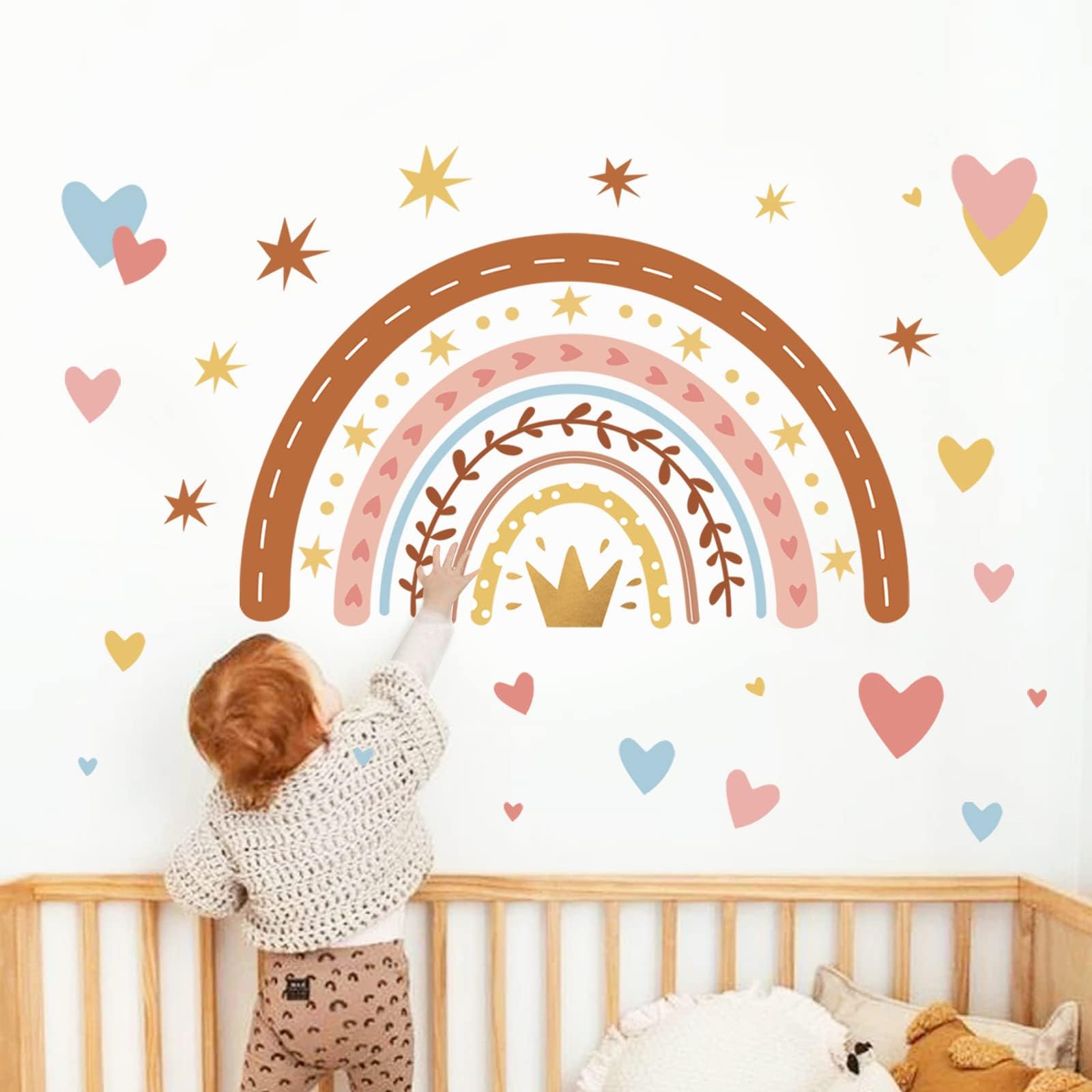 wondever Stickers Muraux Enfants Arc en Ciel Soleil Autocollants Muraux ...