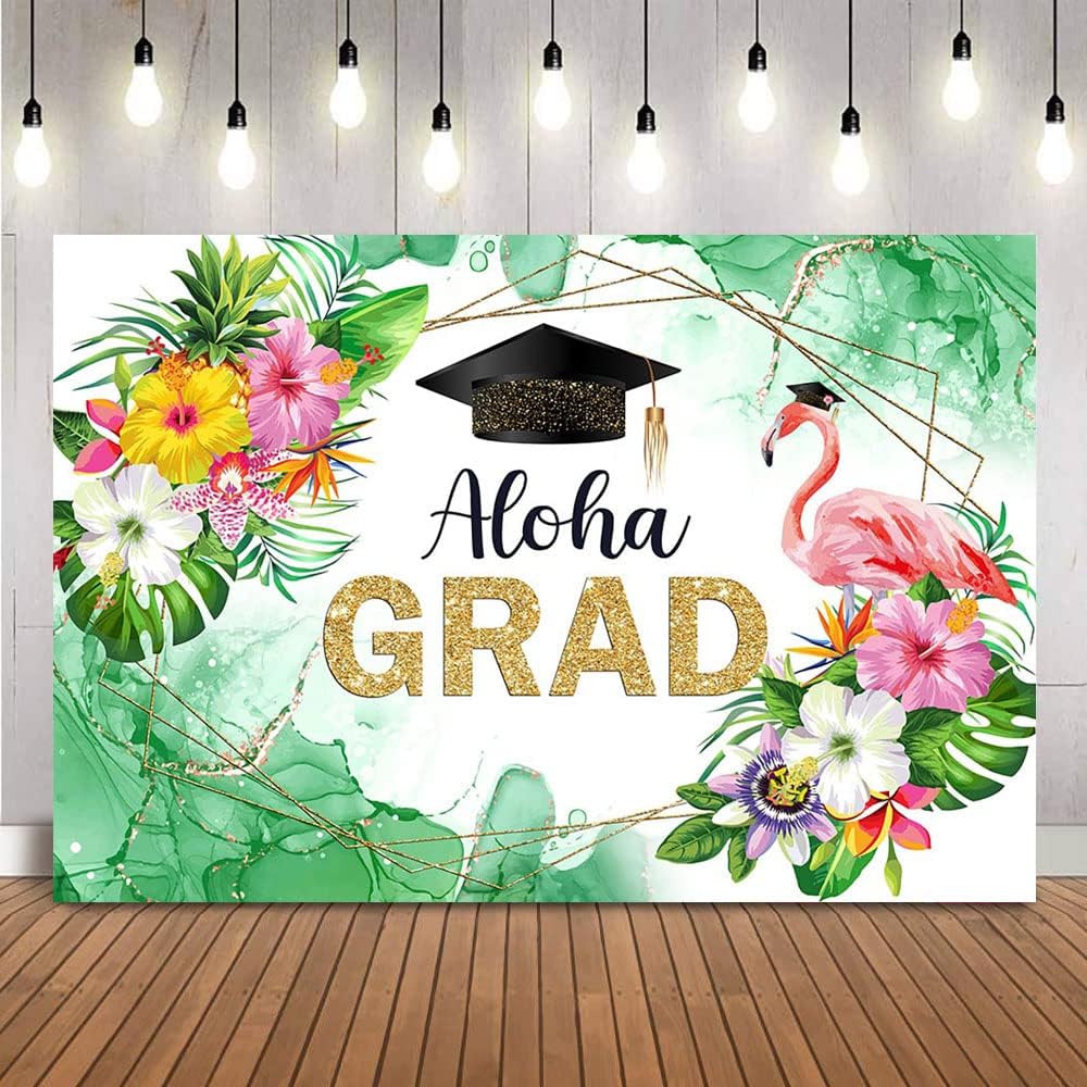 Amazon.com : Aloha Grad Background Tropical Graduation Party Backdrop ...