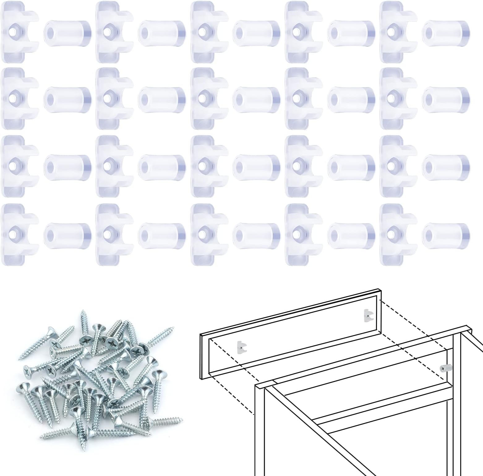 10 Pack False Front Cabinet Clips, with Screws Acrylic False Front ...