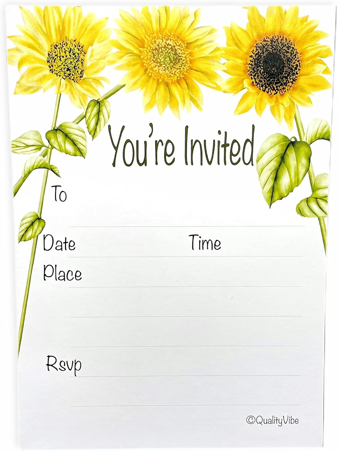 Amazon.com : QualityVibe Sunflower Invitations Set Of 25 Cards With ...