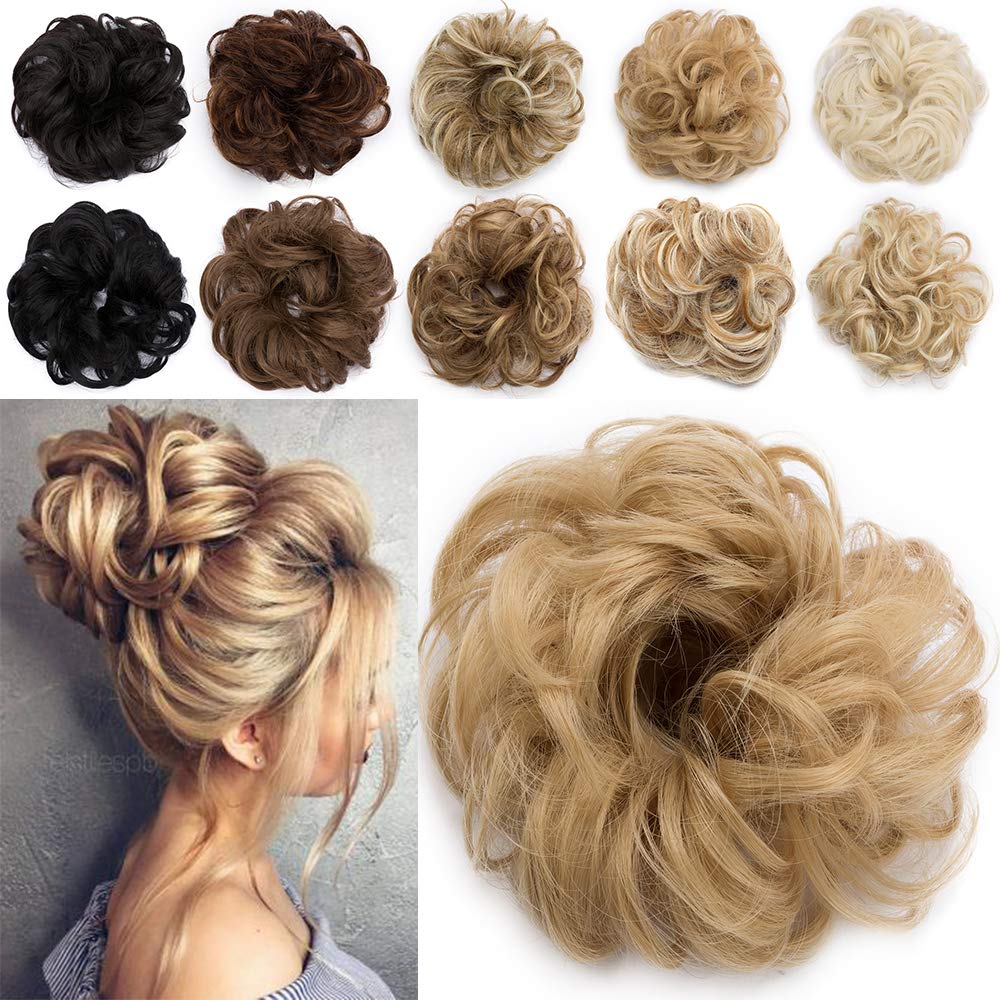 TESS Haarteil Dutt Blond mix Haargummi mit Haaren Kleine Haarknoten ...