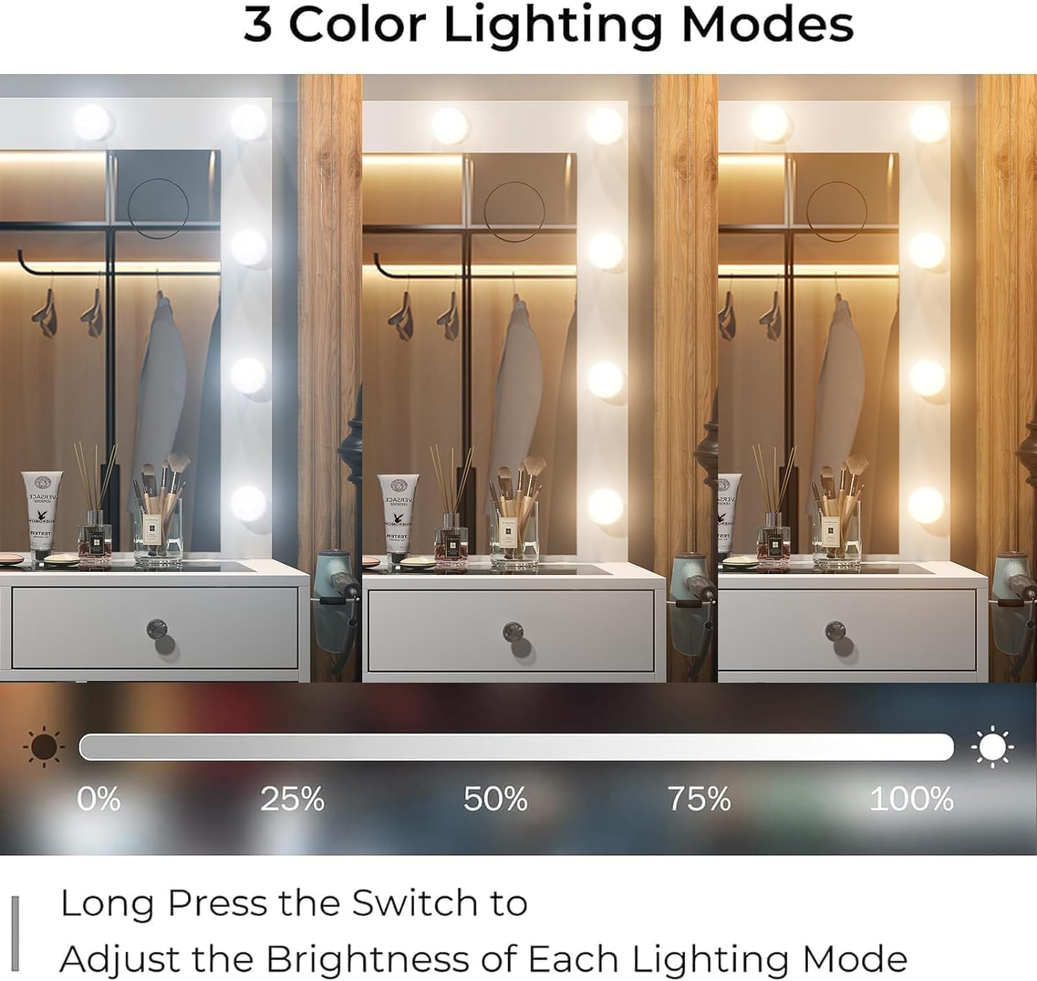 Yanosaku VD003-WH-2 11-Drawer Vanity Desk with LED Mirror User Manual