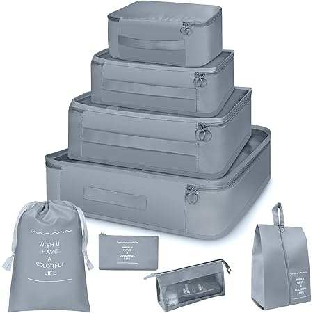 Organizer Valigia Viaggio, 8 Pezzi Packing Cubes da Viaggio Accessori ...