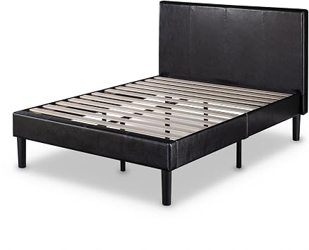 Amazon.com: ZINUS Gerard Faux Leather Upholstered Platform Bed Frame ...