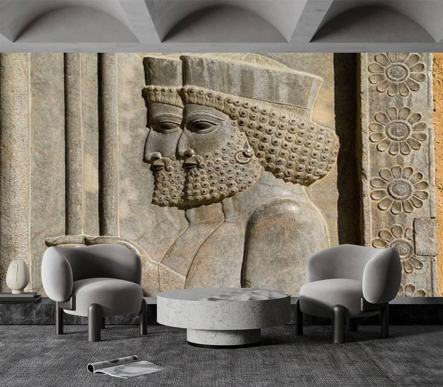 AUHOVIMGZ Vintage Two Persian Soldiers in Persepolis Canvas Wallpaper ...