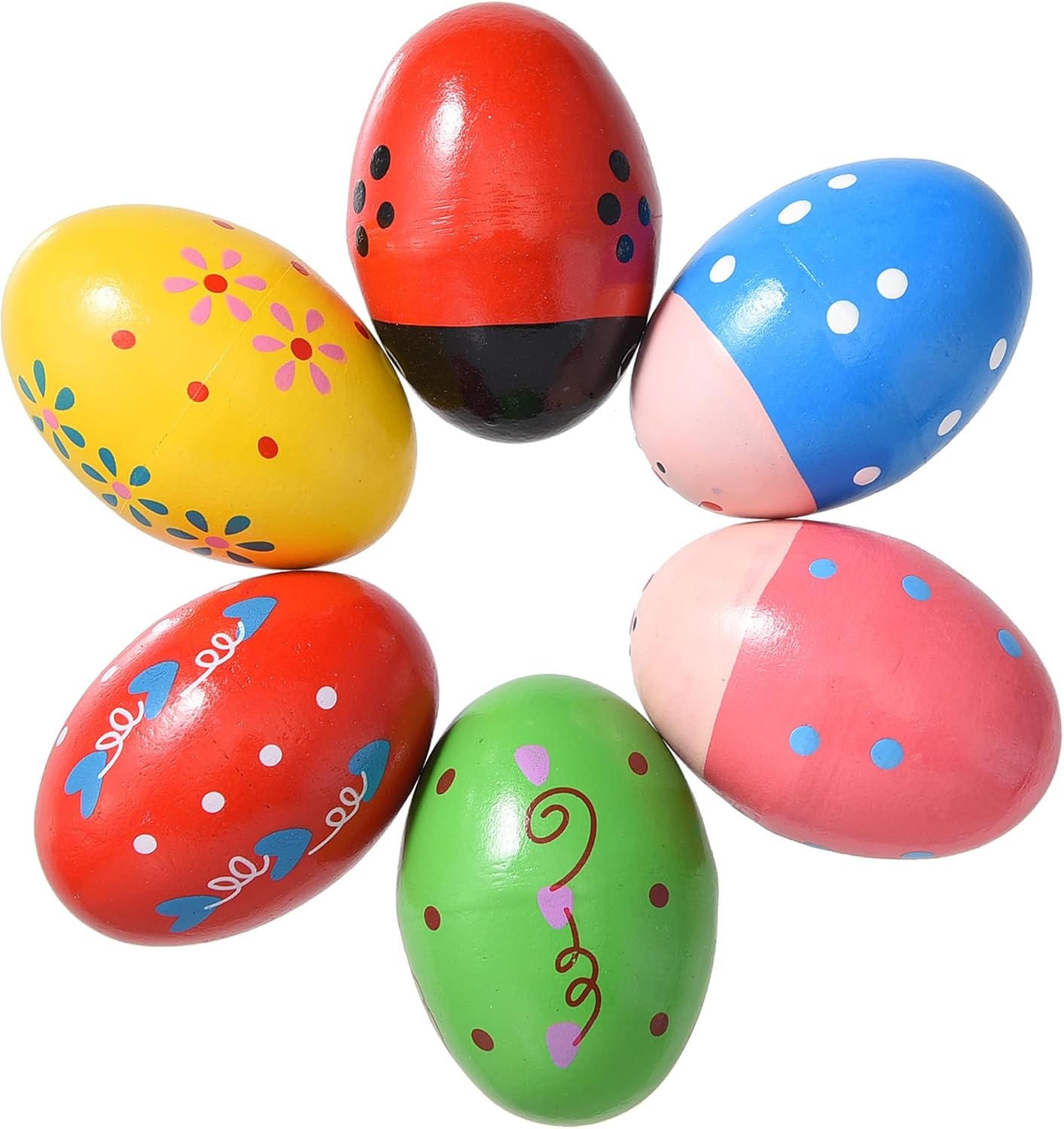 Amazon.com: 6PCS Easter Egg Shakers Musical Instrument, Wooden Music ...