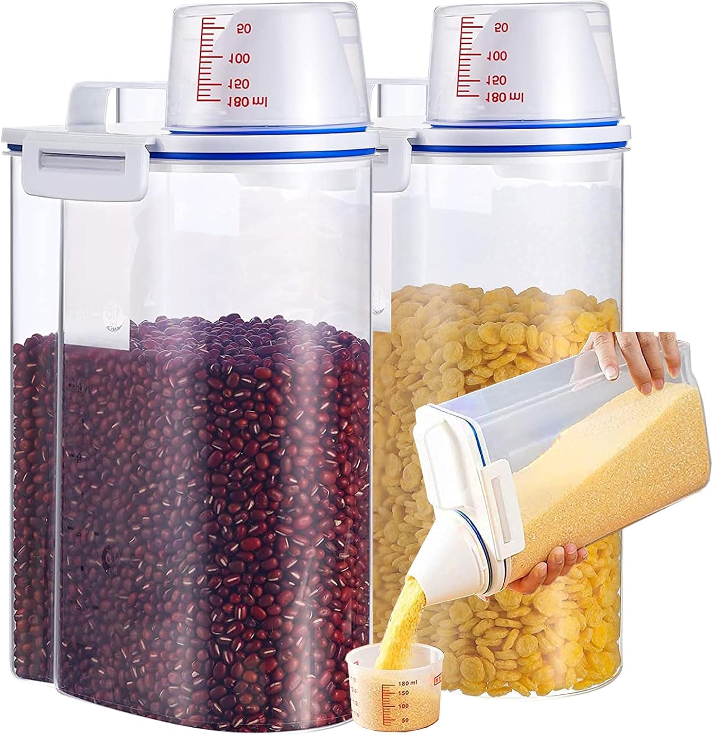 mumisuto 2Pcs Rice Container, Airtight Rice Dispenser Storage with ...