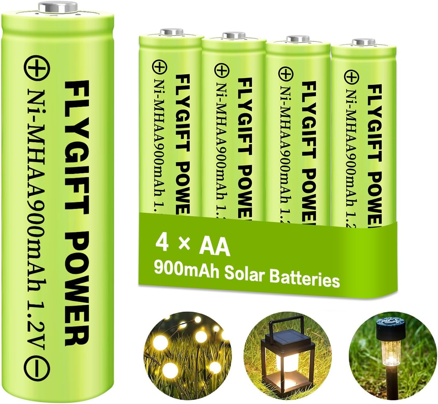 Amazon.com: FlyGift AA Rechargeable Batteries Solar Battery for Garden ...