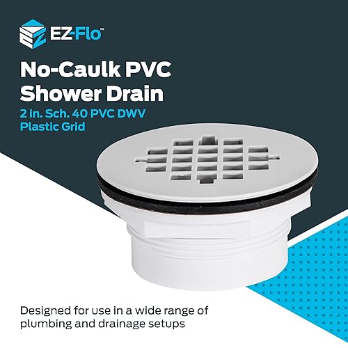 Snapklik.com : EZ-FLO 2 Inch Schedule 40 PVC DWV No-Caulk Shower Drain