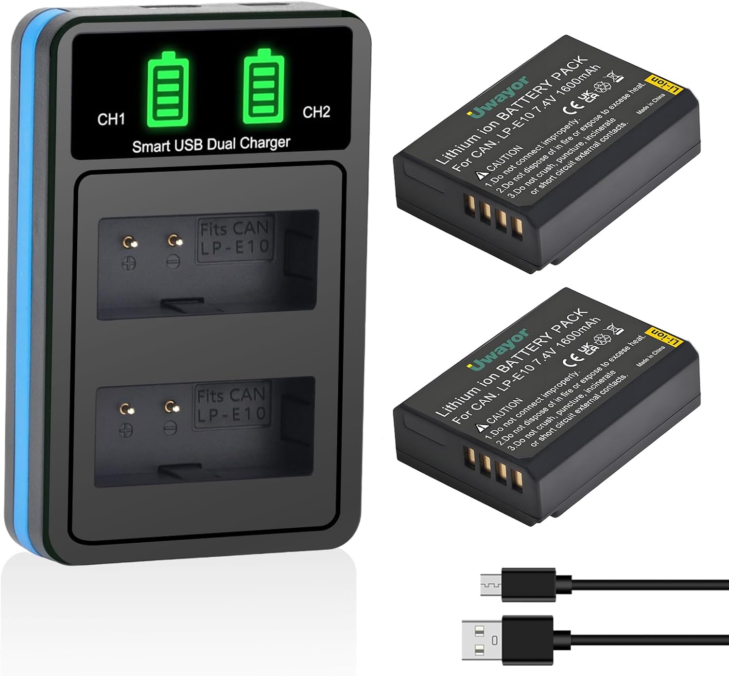 LP-E10 LP E10 Battery 2 Pack and Dual Charger for Canon EOS Rebel T3 T5 ...