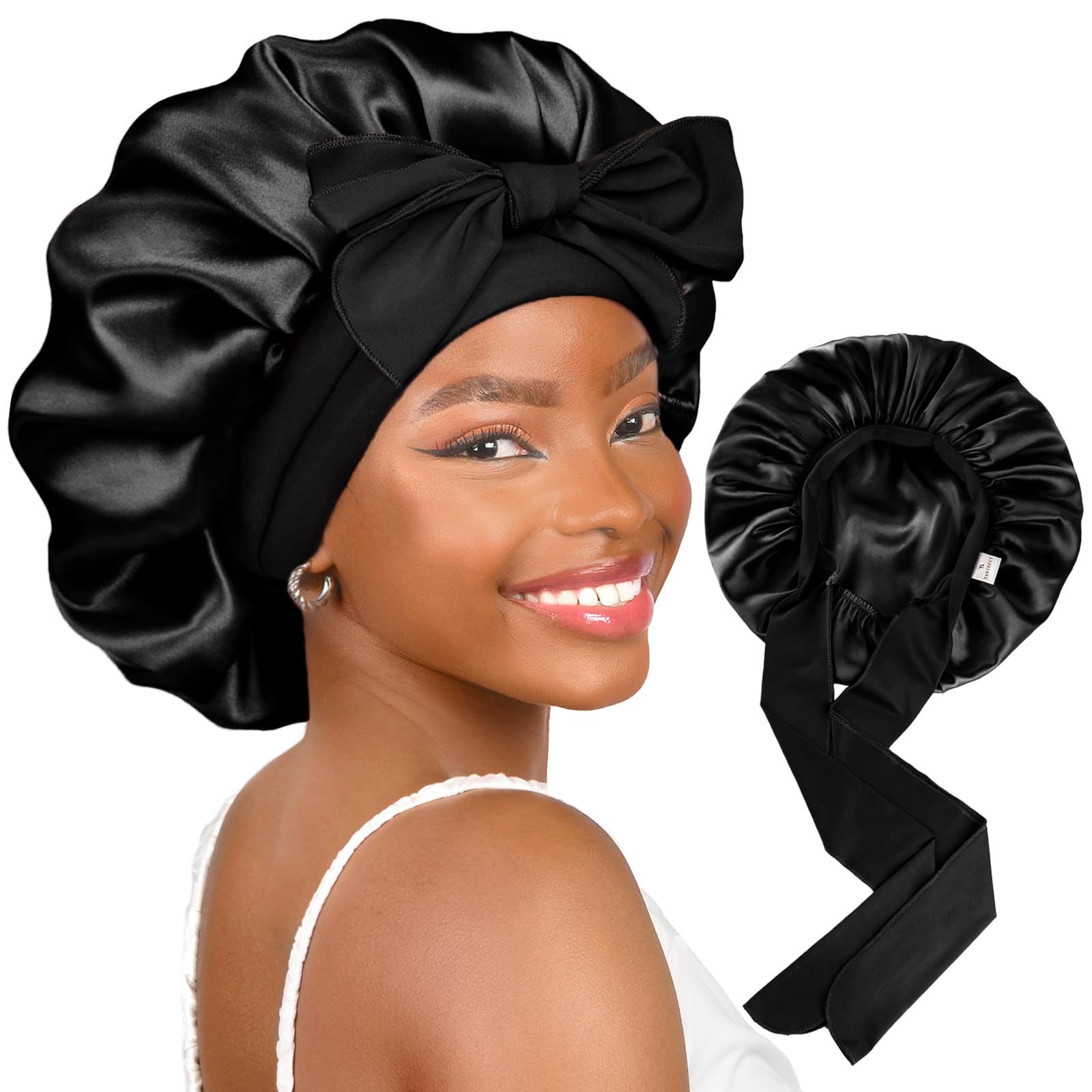 Amazon.com : YANIBEST Satin Bonnet Silk Bonnet for Sleeping Double ...