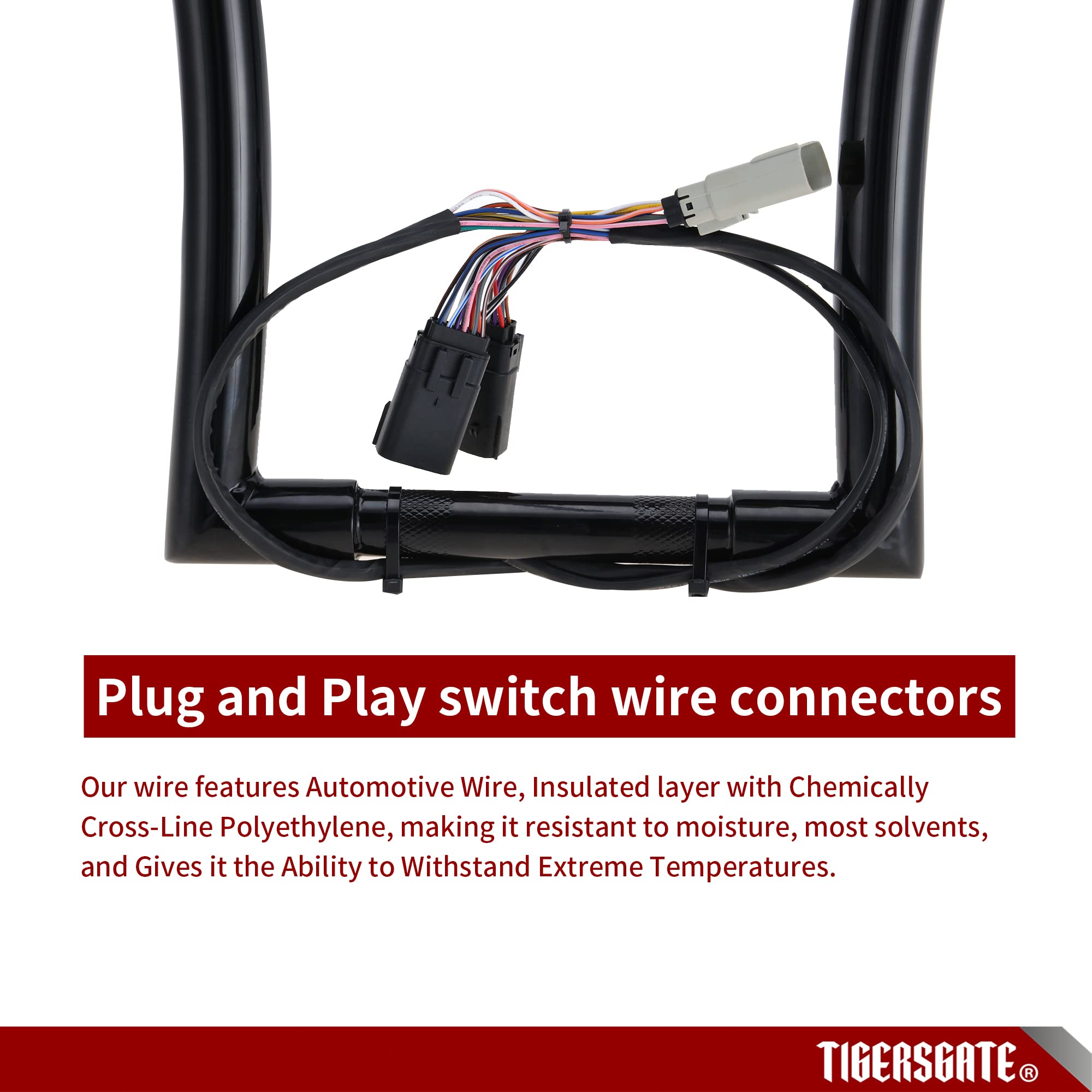 “TIGERSGATE PRE-WIRED 12" Rise Road Glide Ape Hangers 1 1/4" Fat ...