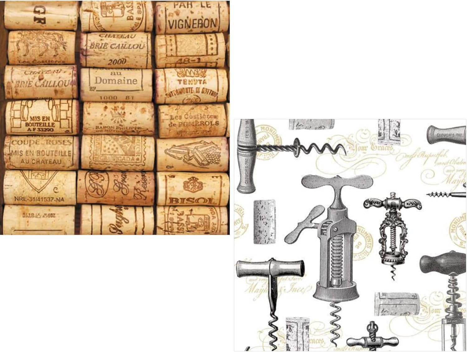 Amazon.com: Wine Corks and Corkscrews Party Napkins 40 Count - 3-Ply ...
