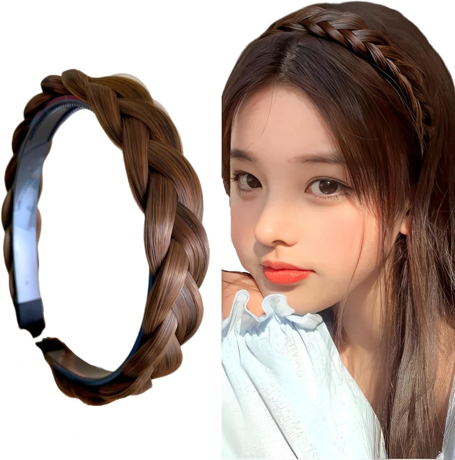 Amazon.co.jp: fogman カチューシャ 三つ編み ヘアバンド ヘアアクセサリ かわいい 自然 おしゃれ 前髪 (ライトブラウン) : ビューティー