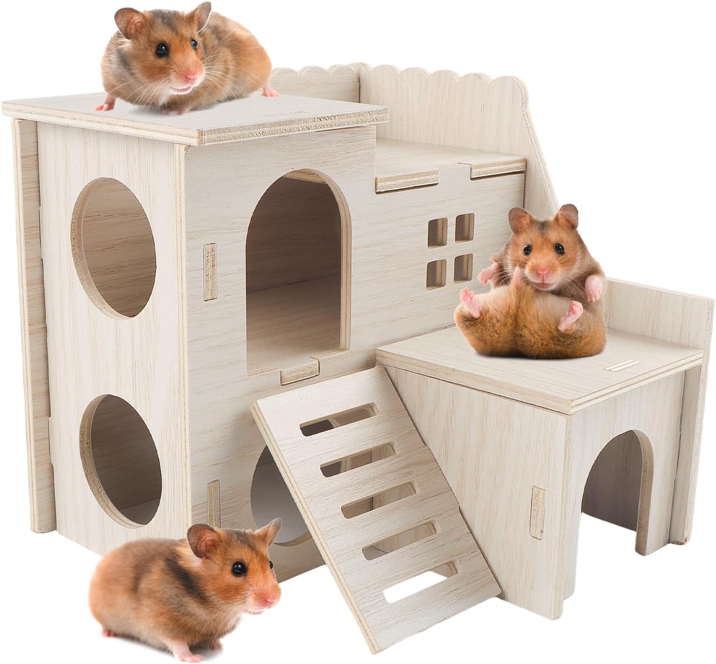 YankMooM Wooden Hamster House, Washable Corner House Hamster Hideout ...