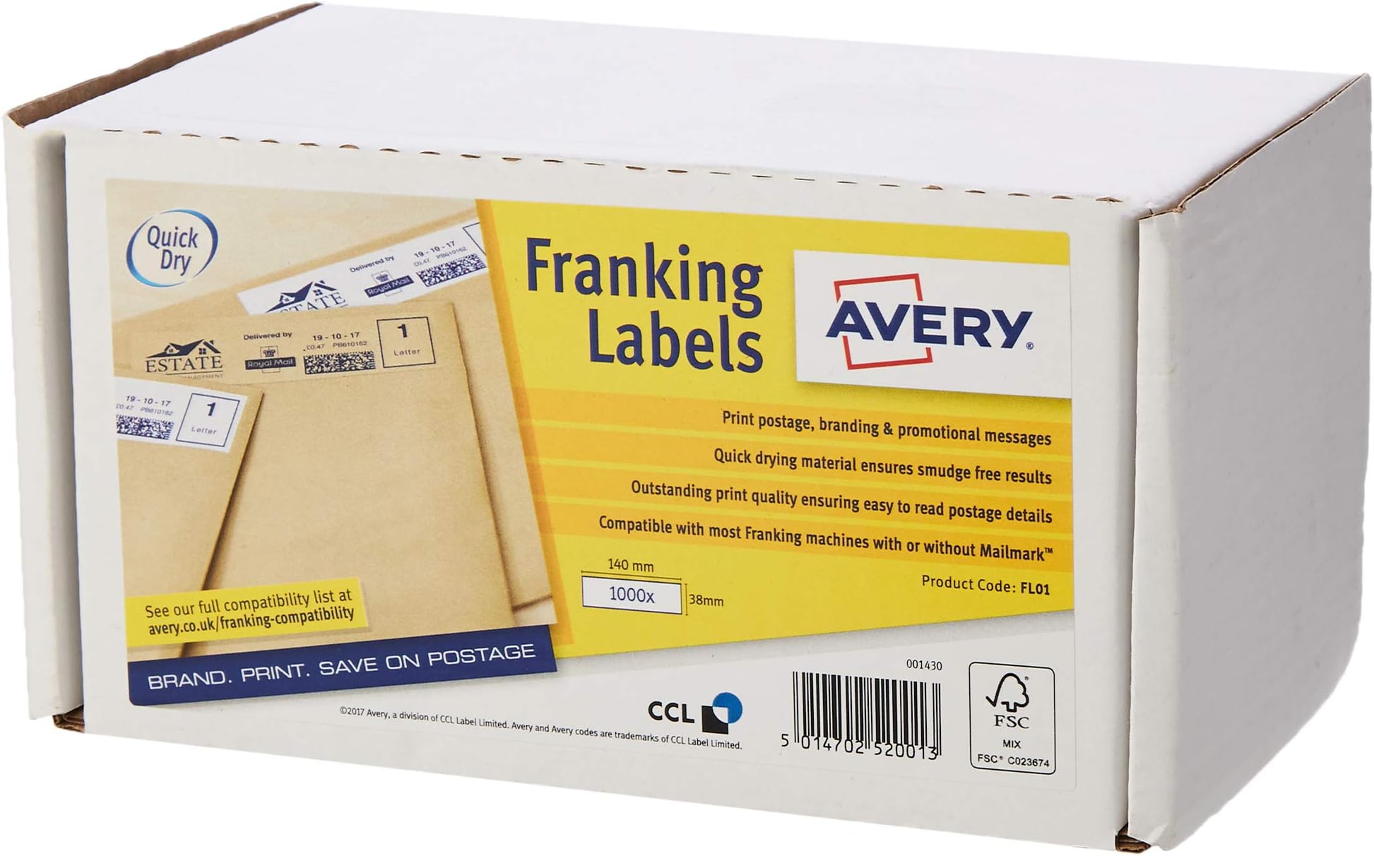 Avery FSC Franking Labels, Manual Feed, 2 Labels Per Sheet, 1000 Labels ...